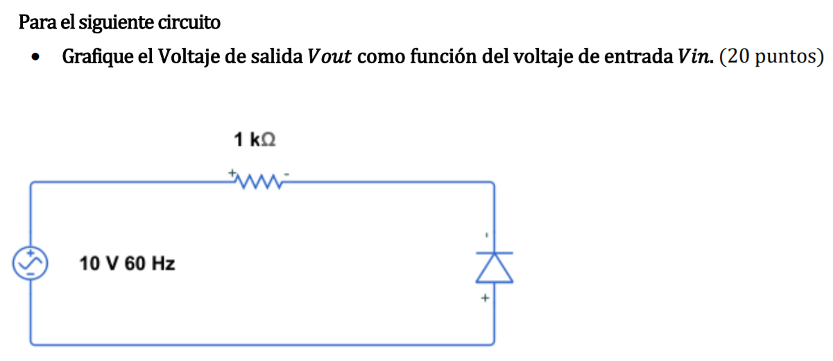 Solved Para el siguiente circuito Grafique el Voltaje de | Chegg.com