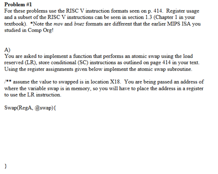 Problem #1 For these problems use the RISC V | Chegg.com