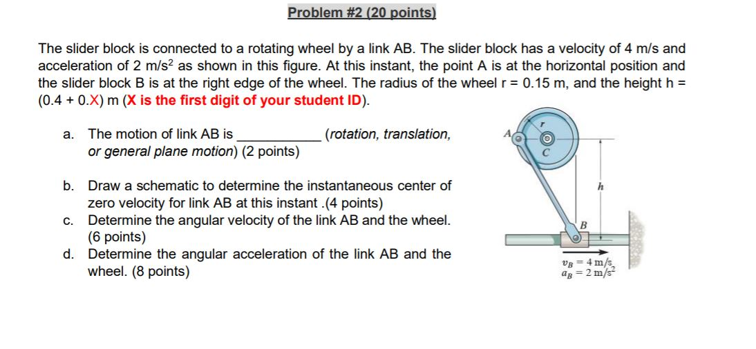 Solved Problem #2 (20 points) The slider block is connected | Chegg.com
