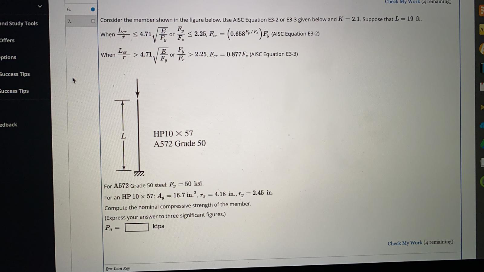 Solved Check My Work (4 remaining) 6. 7. and Study Tools А | Chegg.com
