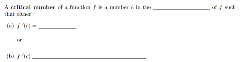 Solved A critical number of a function f is a number c in | Chegg.com