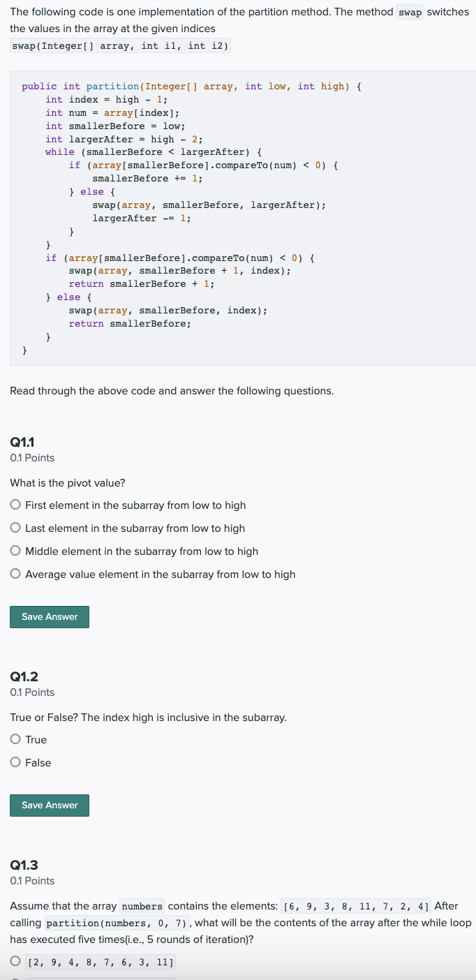 Solved The following code is one implementation of the | Chegg.com