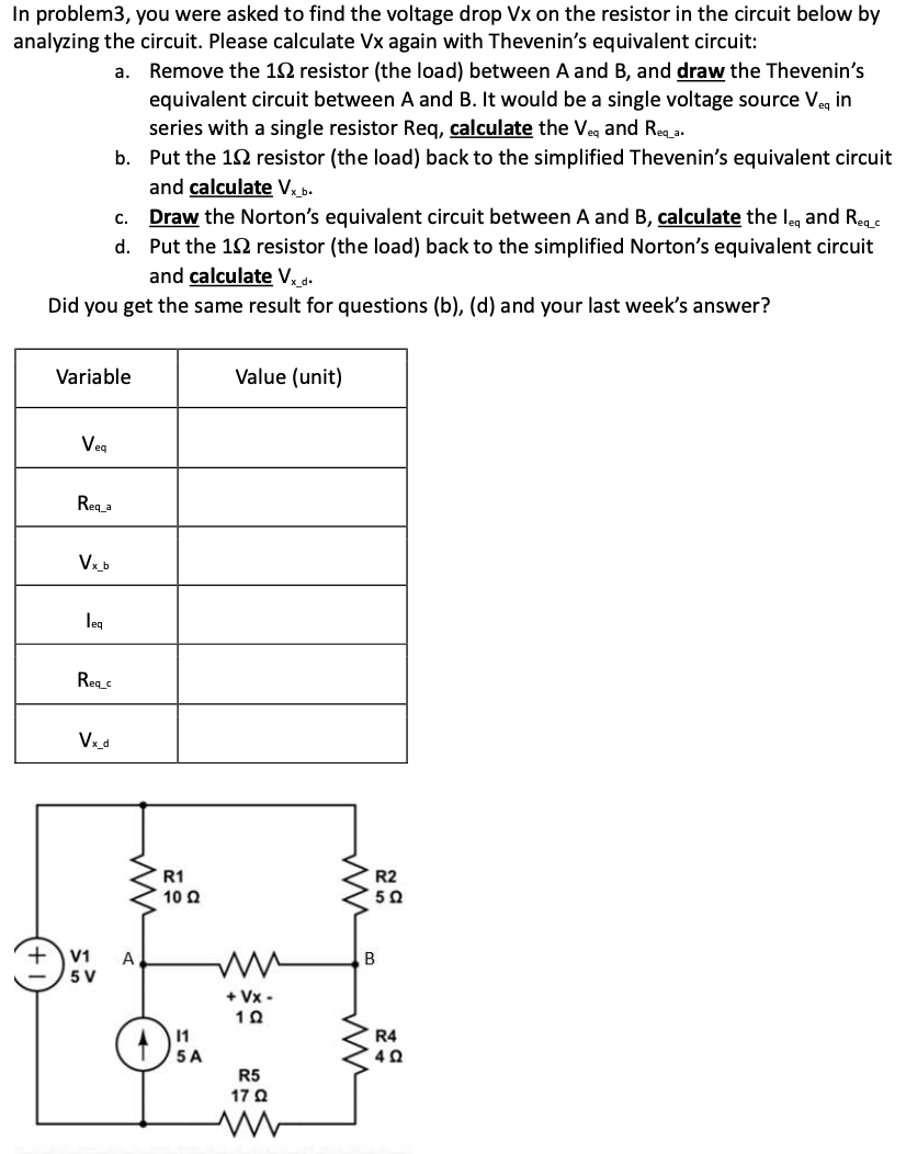 Solved In problem3, you were asked to find the voltage drop | Chegg.com
