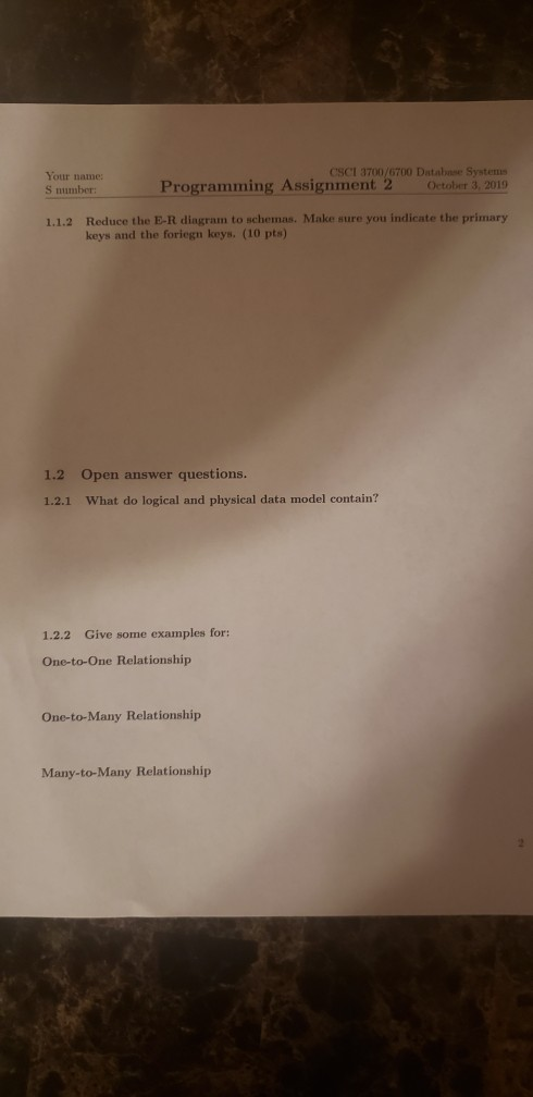 Solved CSCI 3700/6700 Database Systems October 3, 2019 Your | Chegg.com