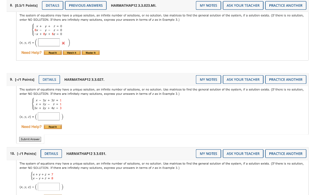 Solved The system of equations may have a unique solution, | Chegg.com