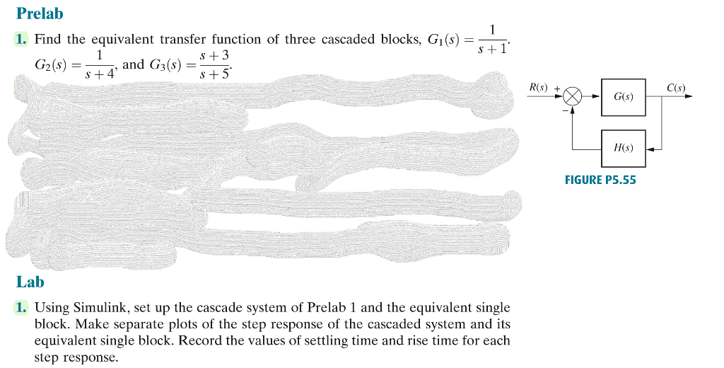 Prelab 1 1. Find the equivalent transfer function of | Chegg.com