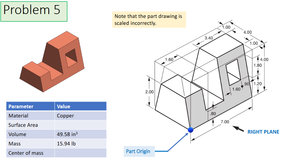 Solved Problem 5 Note that the part drawing is scaled | Chegg.com