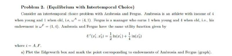 Solved Problem 2. (Equilibrium with Intertemporal Choice) | Chegg.com