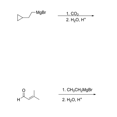 Solved -MgBr 1. CO2 2. H20, H 1. CH3CH2MgBr H 2. H20, H* | Chegg.com