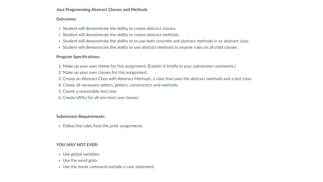 Solved Java Programming Abstract Classes and Methods | Chegg.com