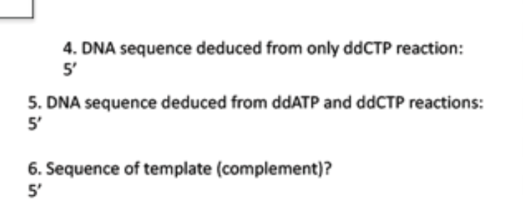 4. DNA sequence deduced from only ddCTP reaction: 5 | Chegg.com