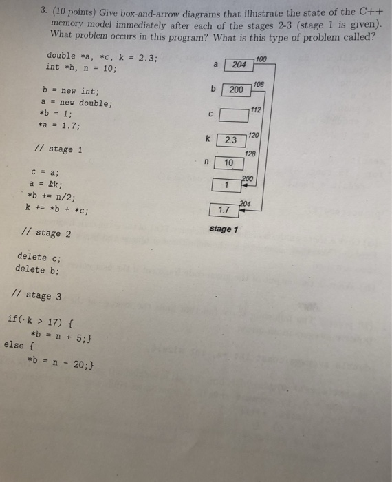Solved 3. (10 points) Give box-and-arrow diagrams that | Chegg.com