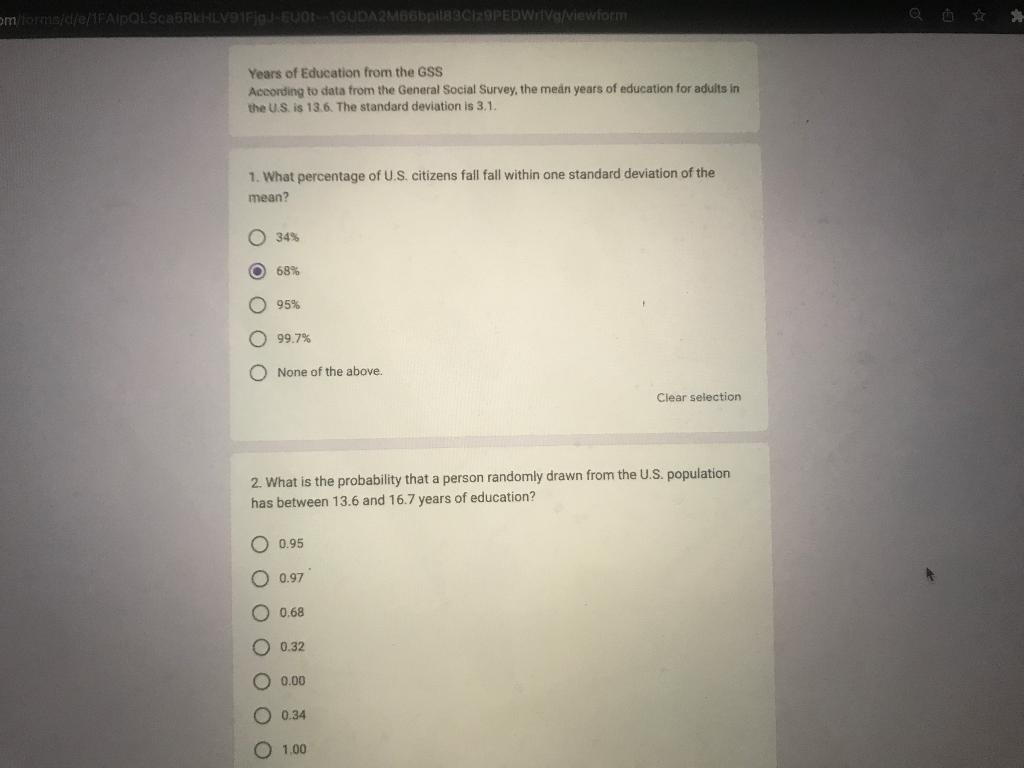 Solved Years of Education from the GSS Acconding to data | Chegg.com