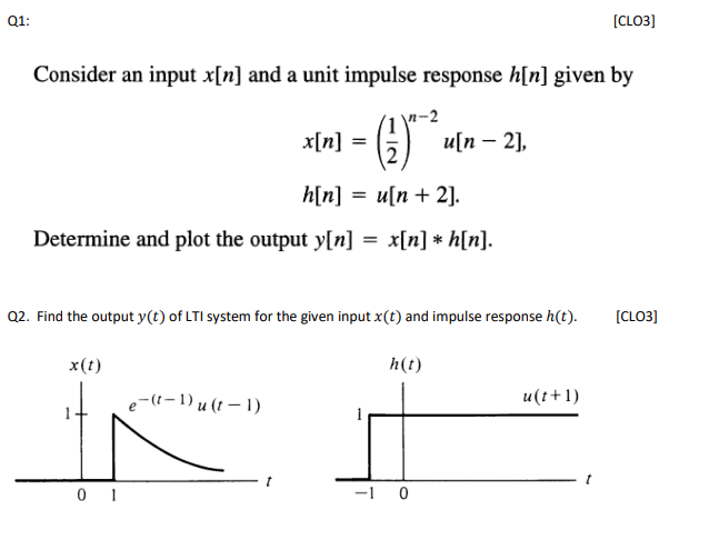 Solved Consider an input x[n] and a unit impulse response | Chegg.com