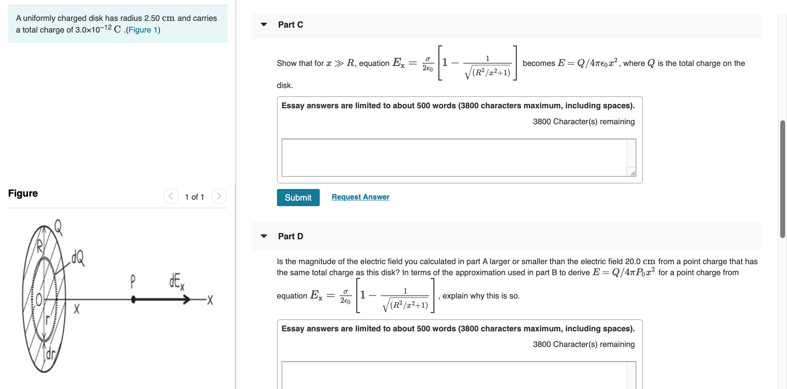Solved A uniformly charged disk has radius 2.50 cmcm | Chegg.com