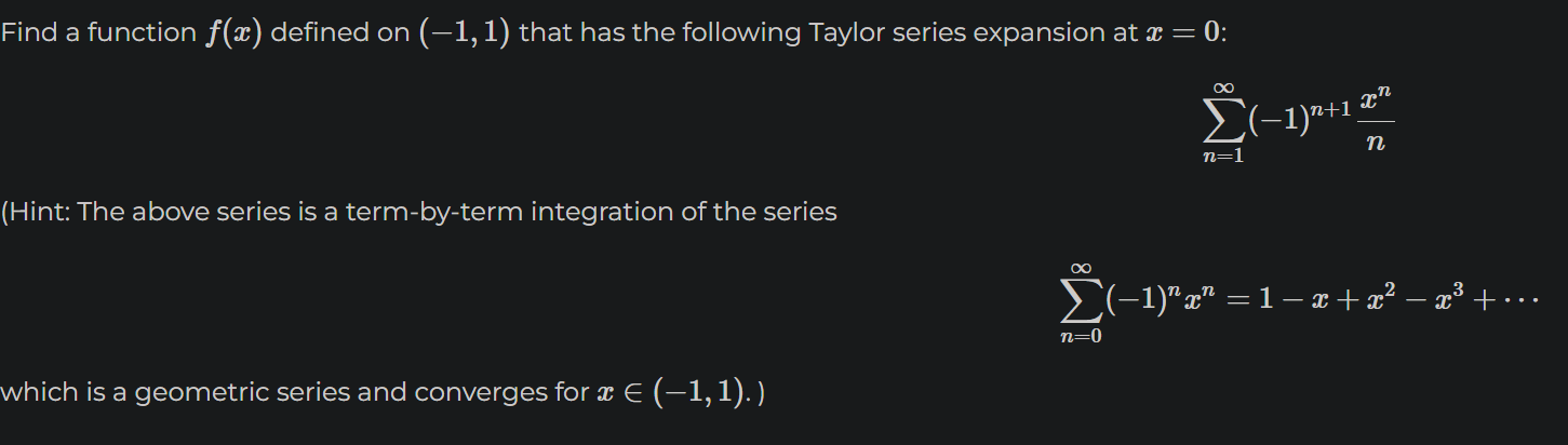 Solved Find a function f(x) defined on (−1,1) that has the | Chegg.com