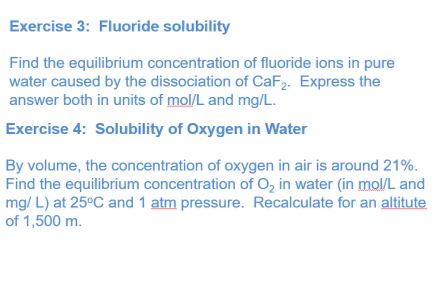 Solved Exercise 3: Fluoride solubility Find the equilibrium | Chegg.com