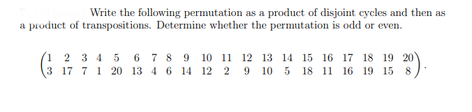 Solved Write the following permutation as a product of | Chegg.com