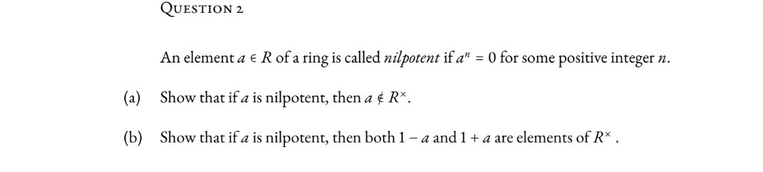 Solved An element a∈R of a ring is called nilpotent if an=0 | Chegg.com