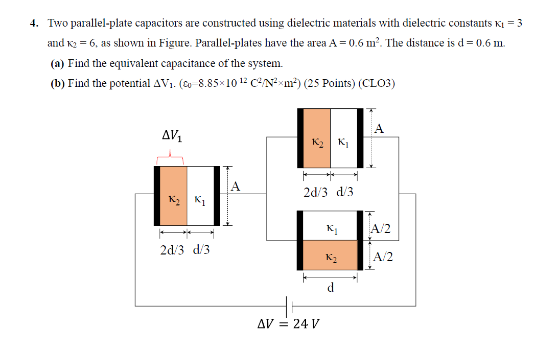 Solved 4. Two parallel-plate capacitors are constructed | Chegg.com