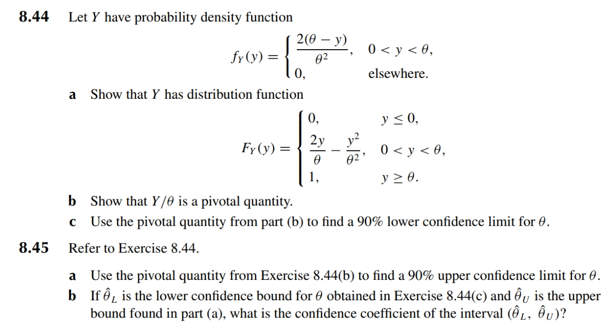Solved 8.44 Let Y have probability density function | Chegg.com