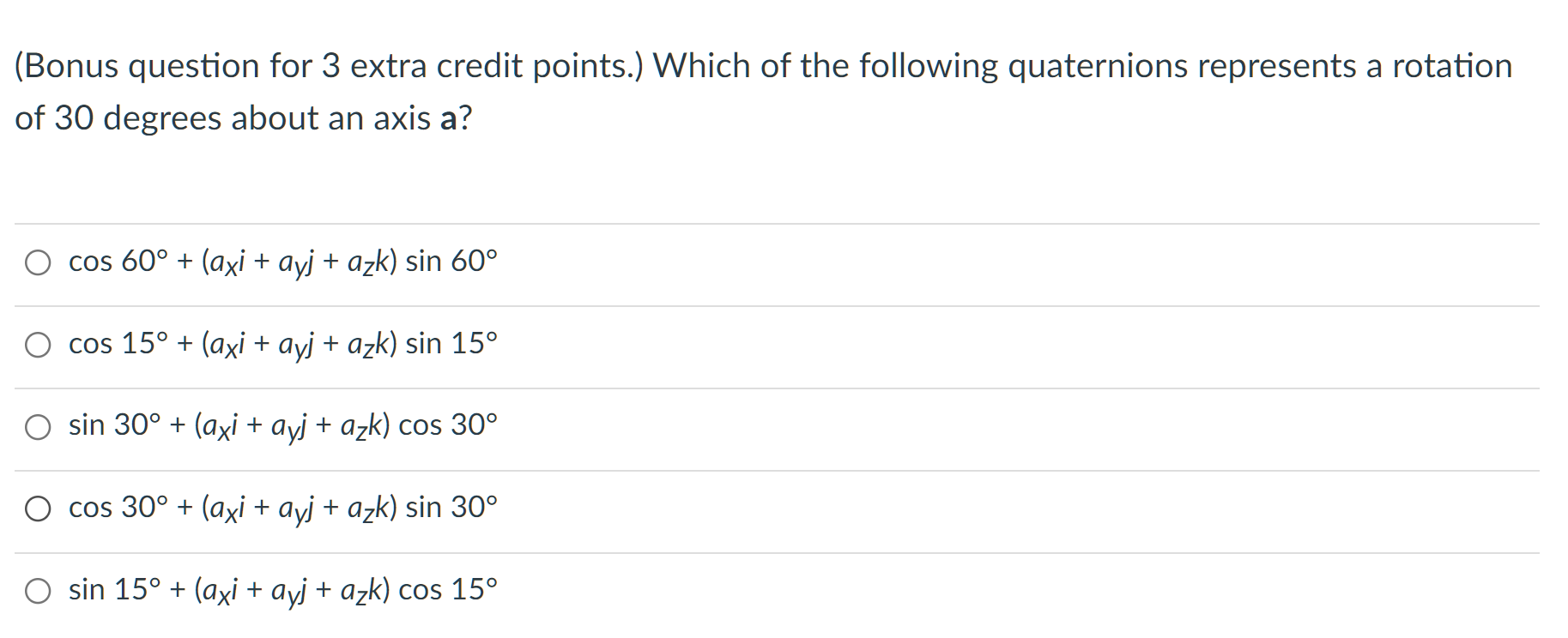 Solved (Bonus question for 3 extra credit points.) Which of | Chegg.com
