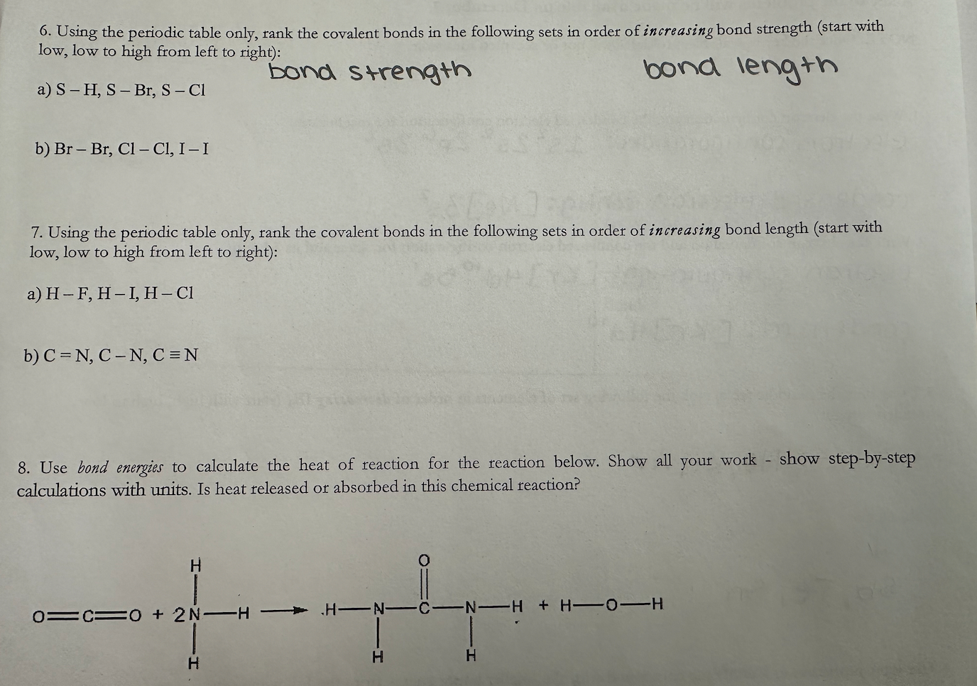 Solved Using the periodic table only, rank the covalent | Chegg.com
