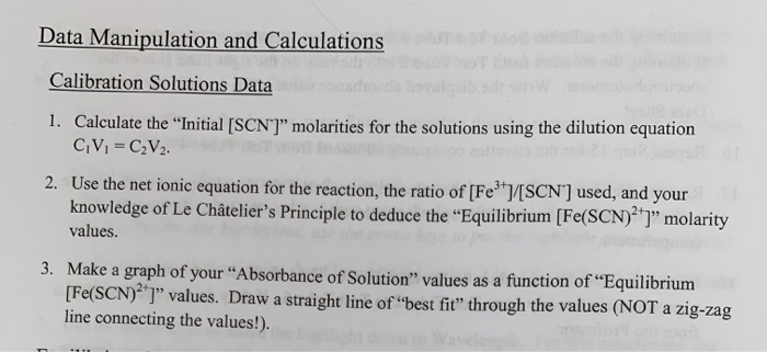 Solved Data Manipulation and Calculations Calibration | Chegg.com