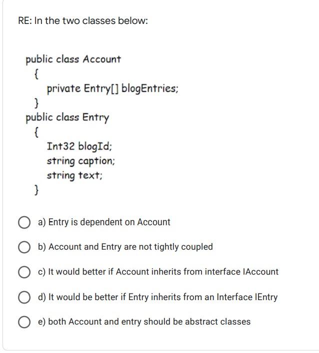 Solved RE: In the two classes below: public class Account { | Chegg.com