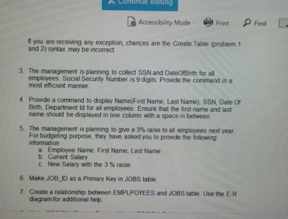 Solved 1 use the E-R Diagram to create the following tables: | Chegg.com