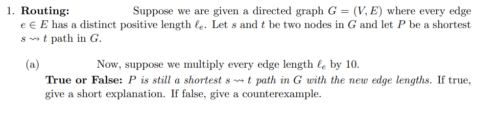 Solved Routing: Suppose we are given a directed graph | Chegg.com