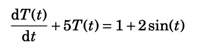 Solved dT(t)dt+5T(t)=1+2sin(t) ﻿Find the homogenous | Chegg.com