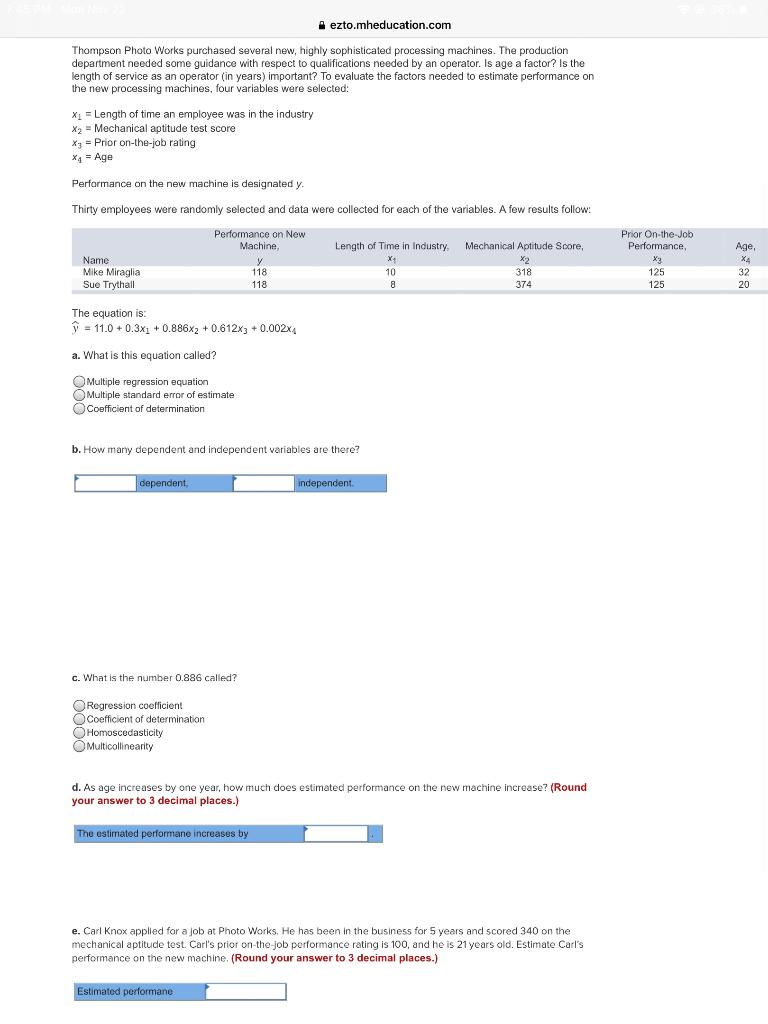 Solved ezto.mheducation.com Thompson Photo Works purchased | Chegg.com