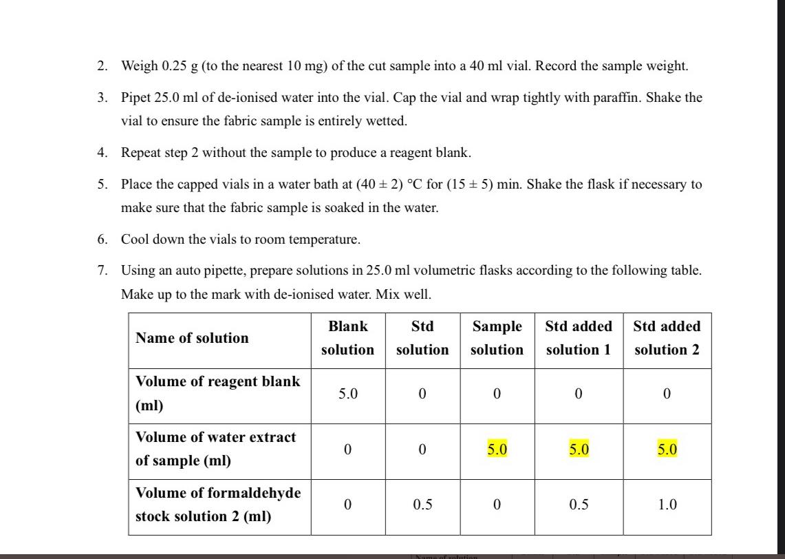 Solved How to calculate the formaldehyde content in sample | Chegg.com