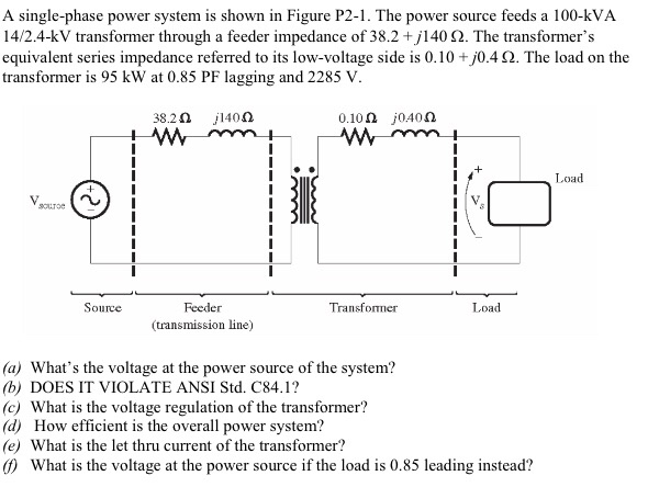 Solved A single-phase power system is shown in Figure P2-1. | Chegg.com