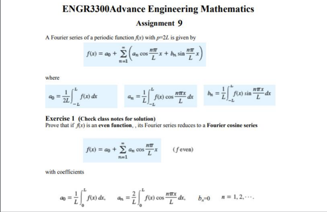 Solved ENGR3300Advance Engineering Mathematics Assignment 9 | Chegg.com