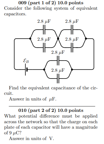 Solved 009 (part 1 of 2 ) 10.0 points Consider the following | Chegg.com