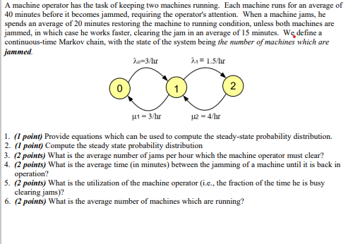 Solved A machine operator has the task of keeping two | Chegg.com