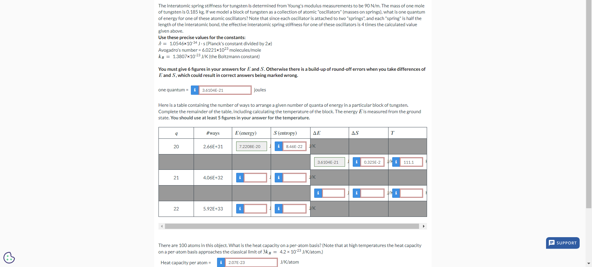 Solved The interatomic spring stiffness for tungsten is | Chegg.com