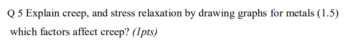 Solved Q 5 Explain creep, and stress relaxation by drawing | Chegg.com