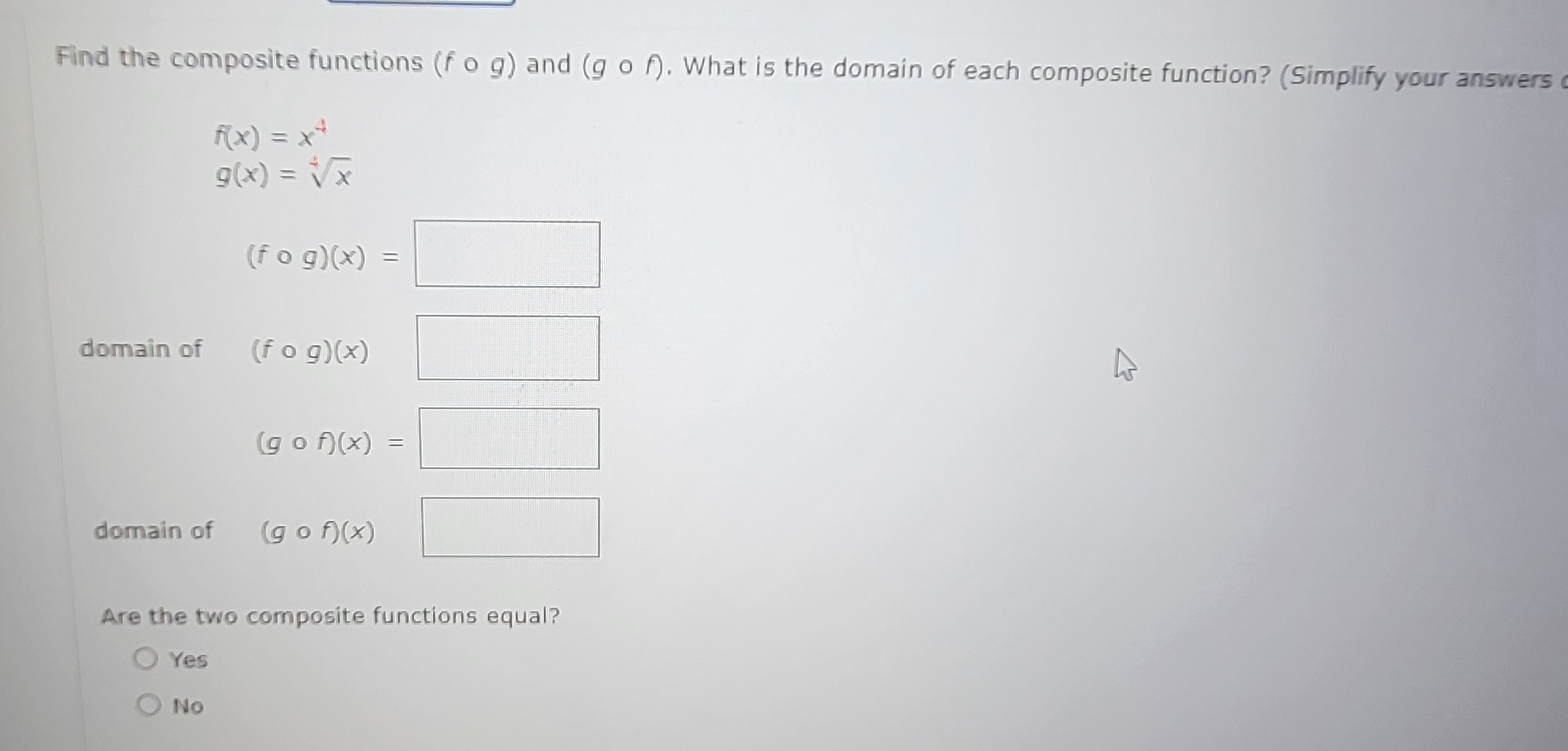 Solved Find the composite functions ( f∘g ) and (g∘f). What | Chegg.com