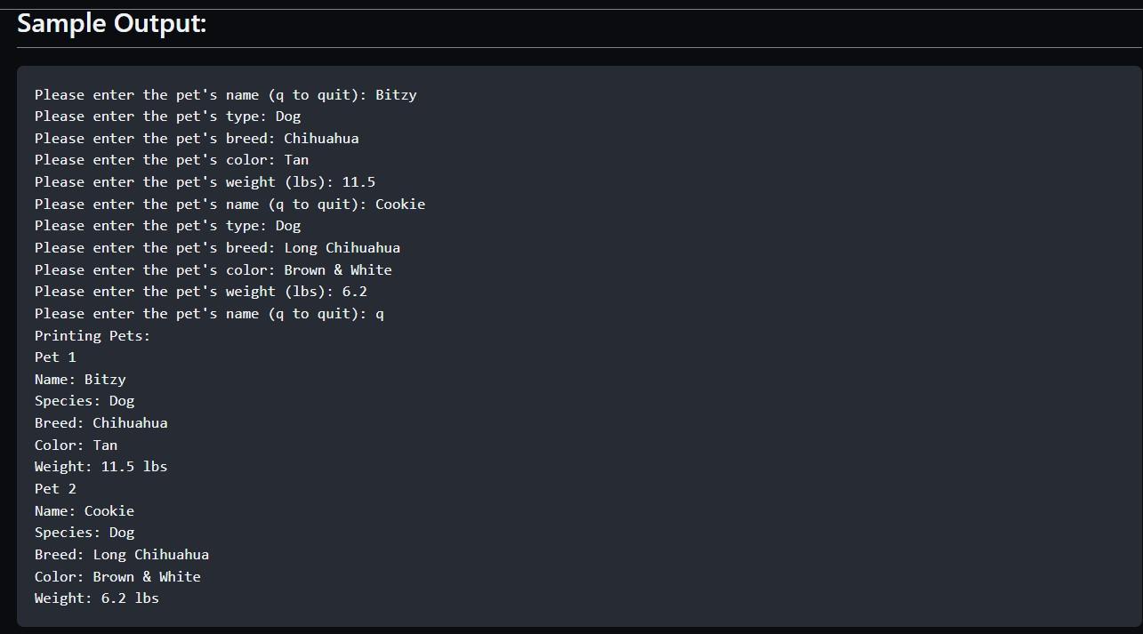 Solved Using C++, and files main.cc, pet.cc, pet.h, and | Chegg.com