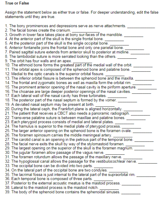 True or False Assign the statement below as either | Chegg.com