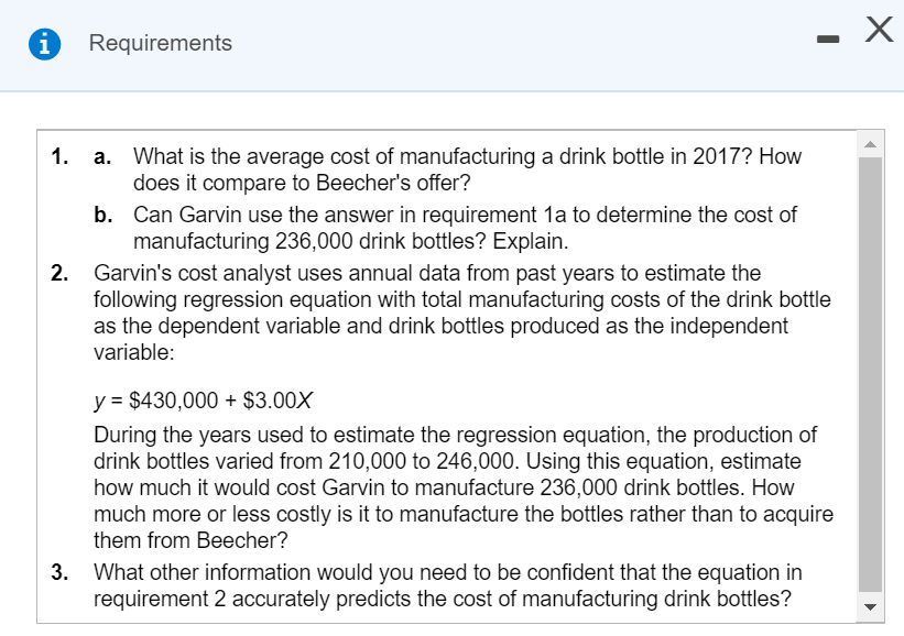 Garvin Corporation manufactures a drink bottle, model | Chegg.com