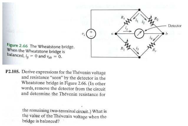 Solved R2 Detector et Figure 2.66 The Wheatstone bridge When | Chegg.com
