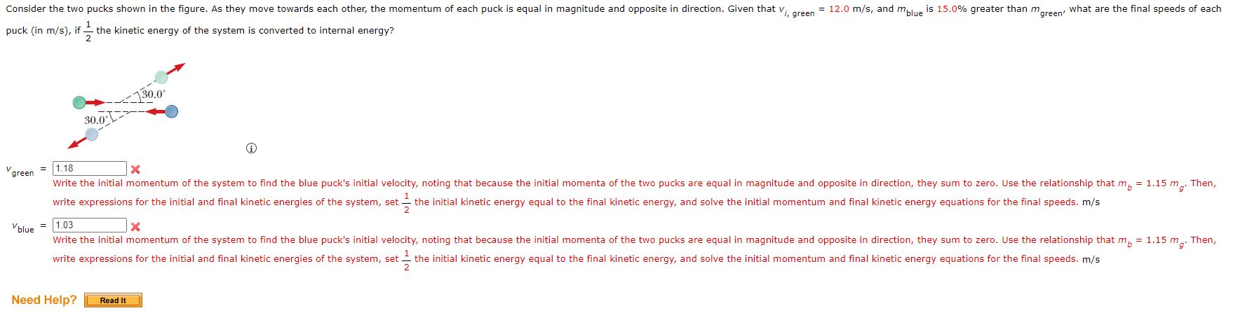 Solved puck (in m/s ), if 21 the kinetic energy of the | Chegg.com