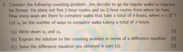 Solved 2. Consider the following counting problem: Joe | Chegg.com