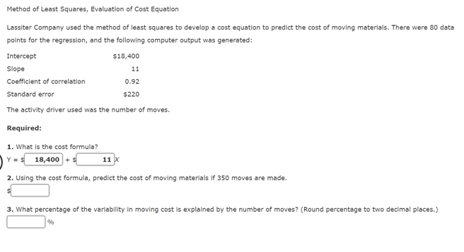 Solved 11 Method of Least Squares, Evaluation of Cost | Chegg.com