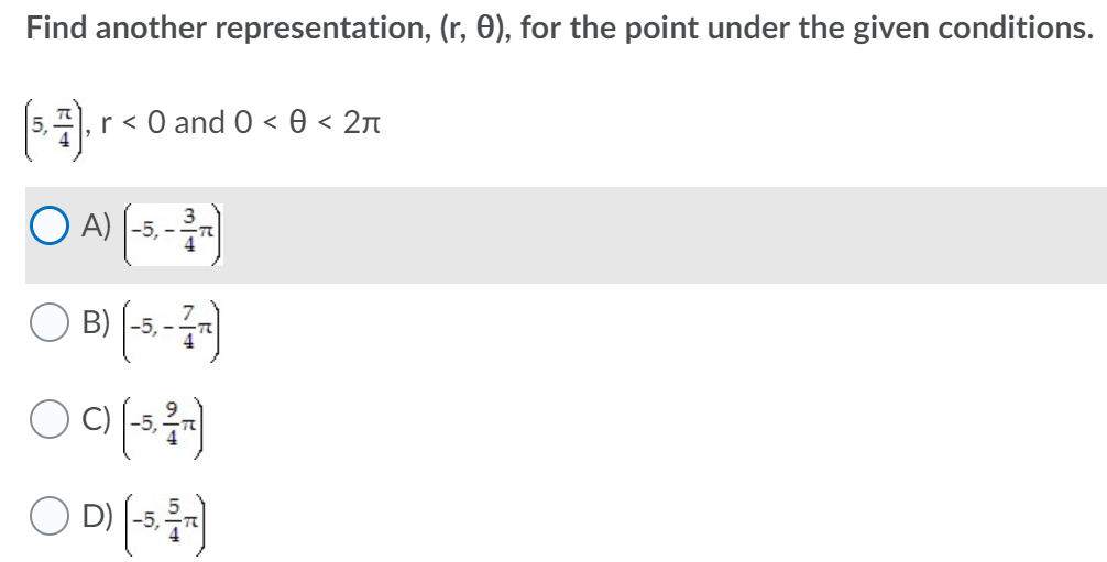 Solved Find another representation, (r, o), for the point | Chegg.com