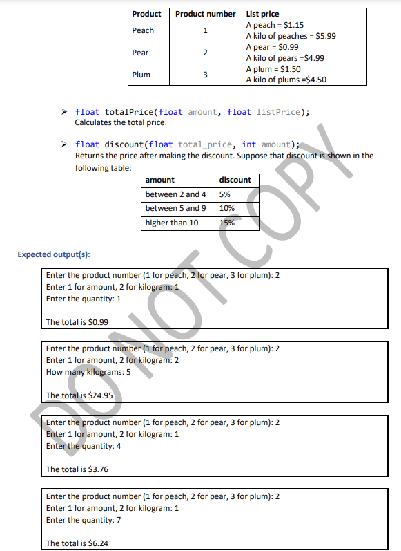 Solved Write A Program Main That Gives A Discount On